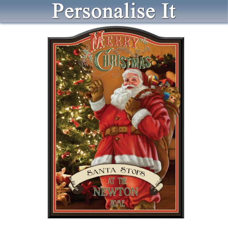 Santa Stops Personalised Sign