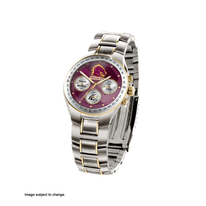NRL Brisbane Broncos Men's Stainless Steel Watch - The Bradford Exchange