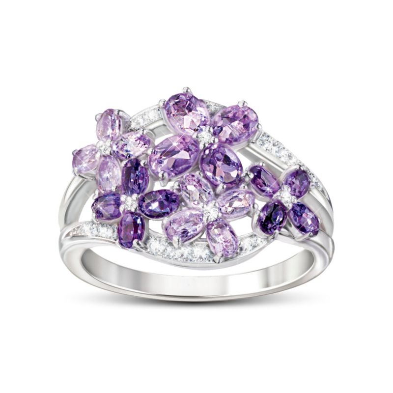 Lilac Blossom Amethyst White Topaz Sterling Silver Ladies' Ring: 'Lilac ...