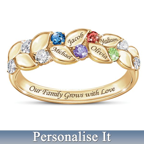 Birthstone Our Family Of Joy Personalised Simulated Diamond Ring
