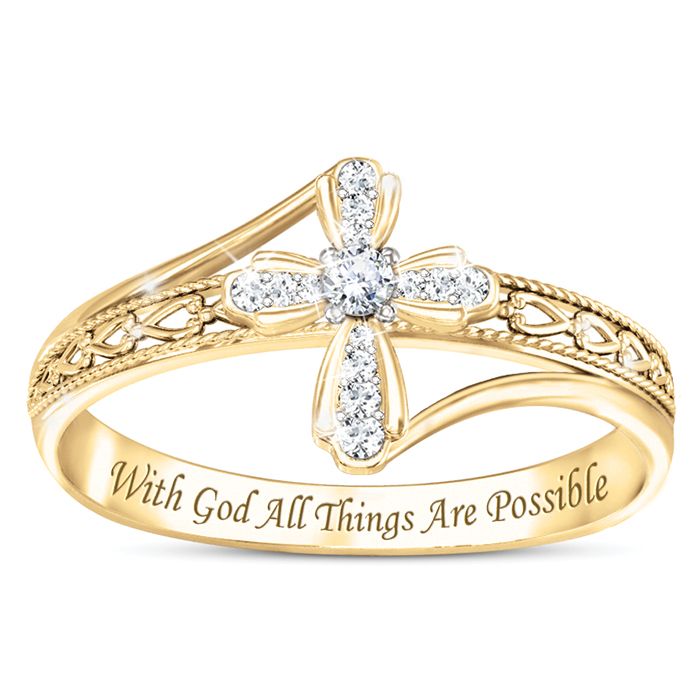 Heavenly Grace Genuine Diamond Cross Ring