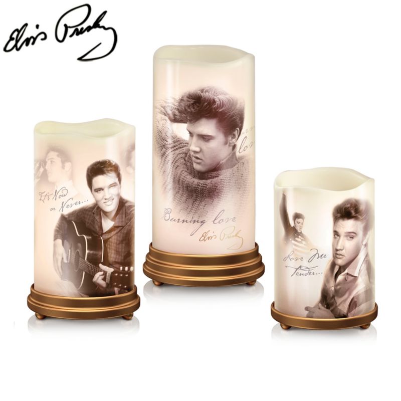 Officially Licensed Elvis Presley Flameless LED Candle Trio Set: Elvis ...