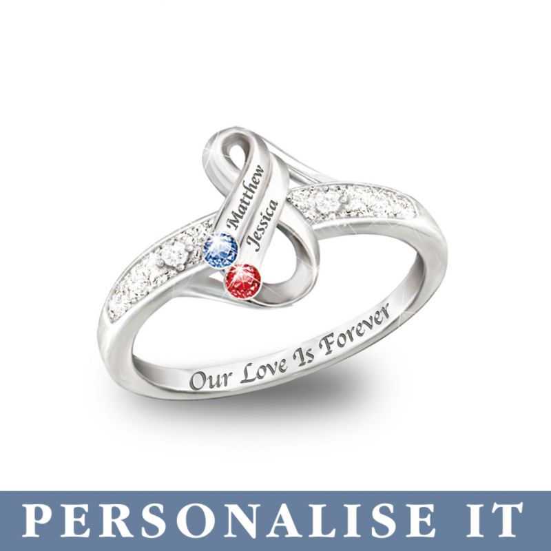 Infinity Symbol Ring With Birthstones Personalised Infinity Rings