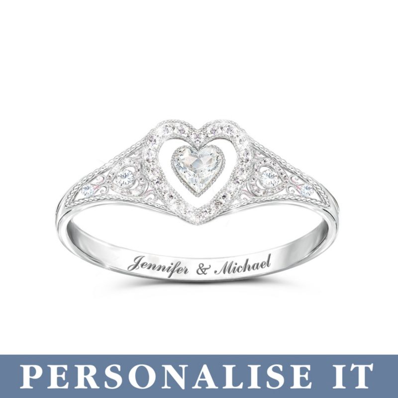 Love Romance Personalisation Names Sterling Silver Topaz Ladies' Ring ...