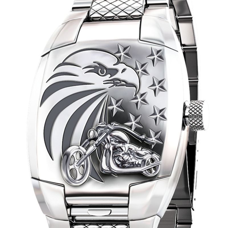 Motorbike Motorcycle Stainless Steel American Eagle Men's Flip Watch ...
