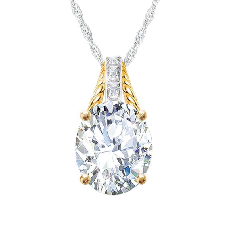 Solid Sterling Silver Diamonesk Stone 18-Carat Gold-Plated ‘Opulent ...