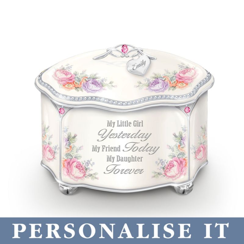 Daughter Personalised Floral Silver-Plated Melody Music Box: 'My ...