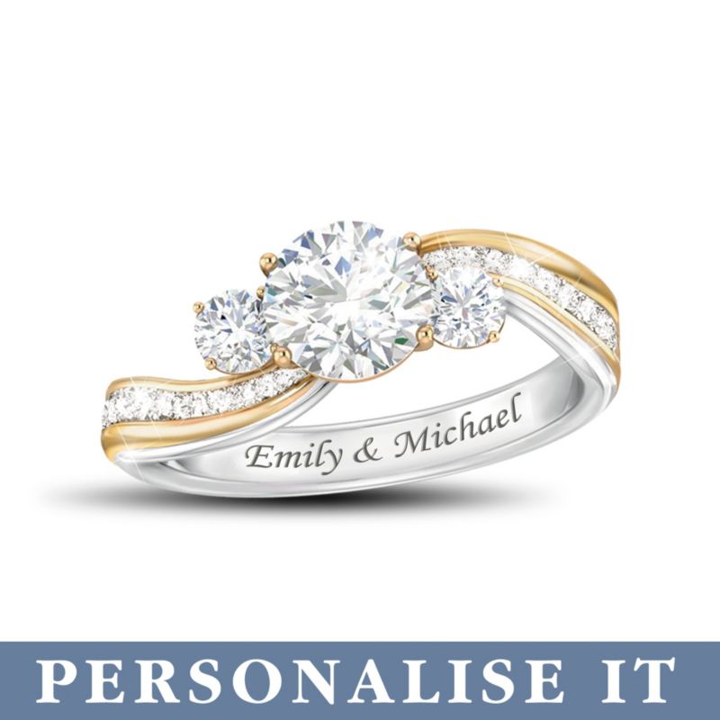 Personalised solid Sterling Silver 18-Carat Gold-Plated Diamonesk ...