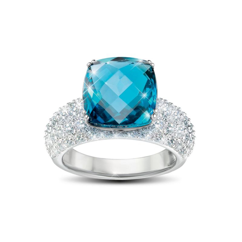 Fashion Solid Sterling Silver Rhodium-Plated Diamonesk Ladies' Ring ...