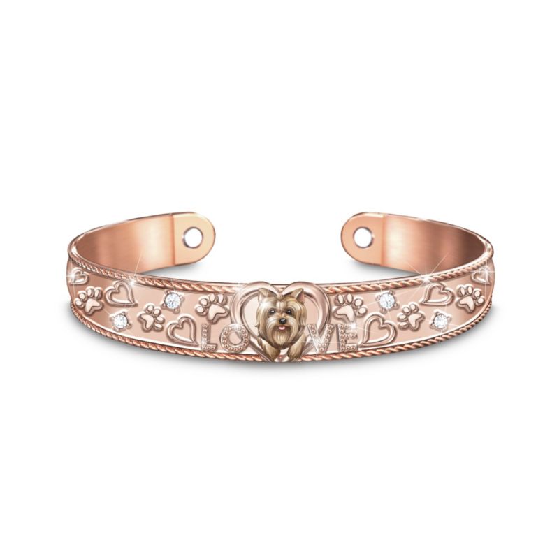 Yorkies Dogs Pets Animals Copper 18-Carat Rose Gold-Plated Enamel ...