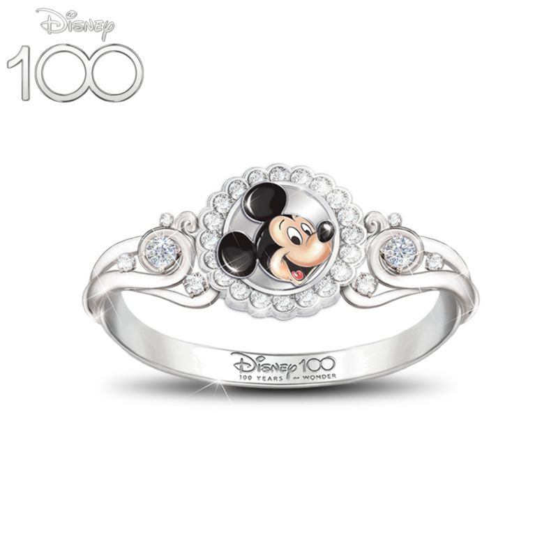Mickey Mouse Crystal Ring MOUSE ENGAGEMENT RING| Rebekajewelry