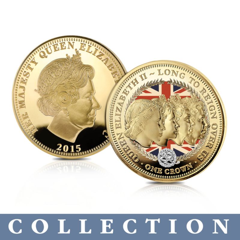 QEII Queen Elizabeth II 24-Carat Gold-Layered Rhodium-Plated Crown Coin ...