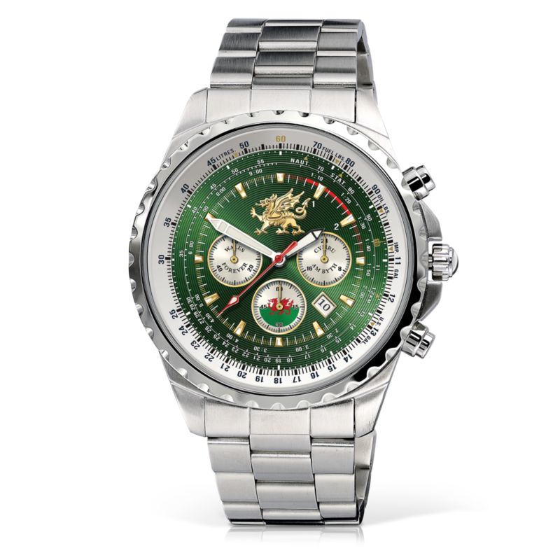 Wales Welsh Patriotic Stainless Steel Gold-Plated Red Dragon Men's ...