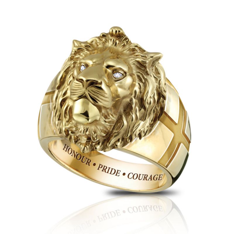 England Patriotic Lion Gold-Plated Men's Ring: ‘Pride Of England’ Gold ...