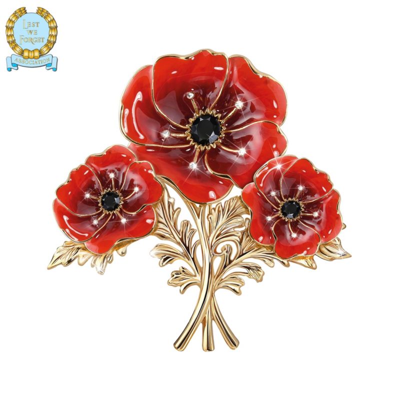'In Flanders Field' Gold-Plated Poppy Brooch